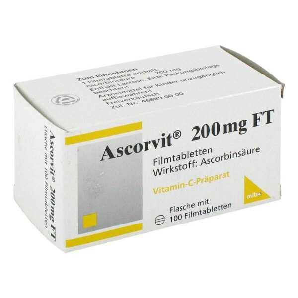 Ascorvit 200 mg Ft film-coated tablets, 100 – Pharmacyapozona